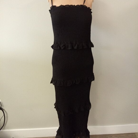 bebe | Dresses | Bebe Womens Smocked Georgette Cocktail Evening Dress ...